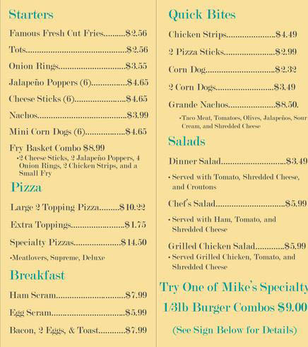 Mike's Grill Menu - Logan Lanes